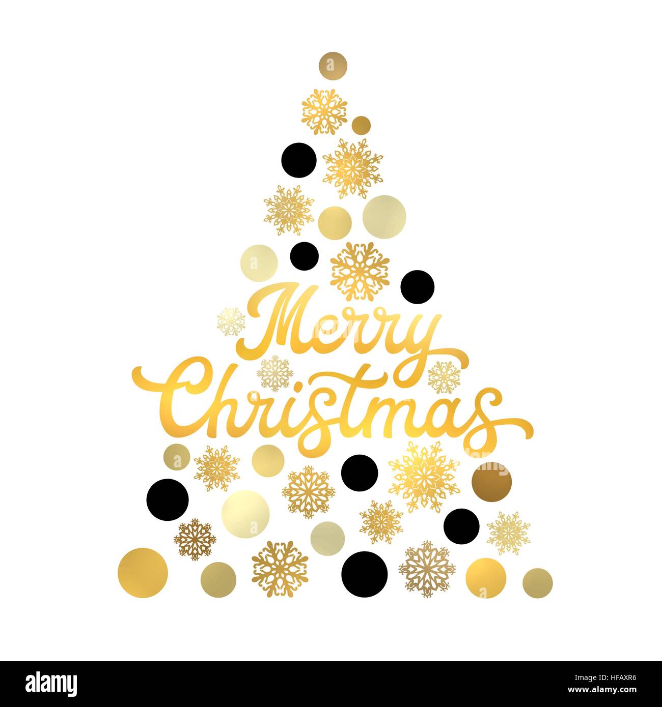 Stylized Christmas tree isolated on white background with trendy gold ...