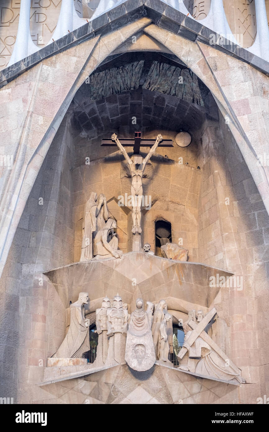 Sagrada Familia Barcelona Spain Christ sculpture Stock Photo - Alamy