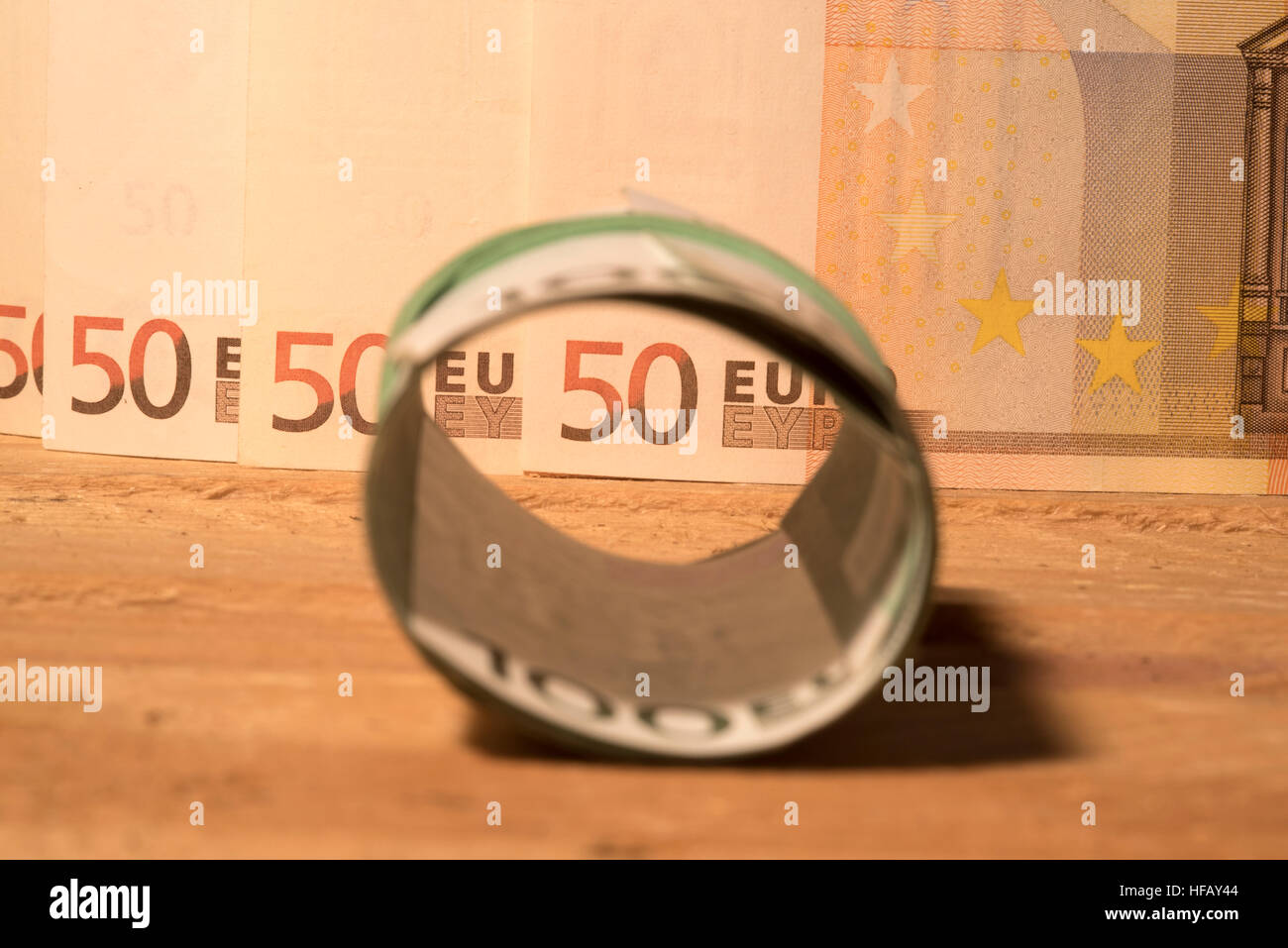 Euro bills tied with rubber band Stock Photo - Alamy