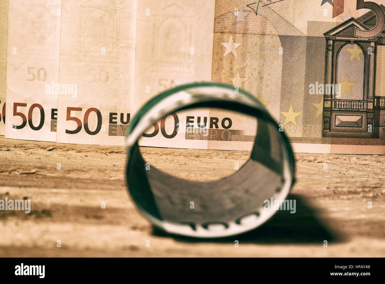 Euro bills tied with rubber band Stock Photo - Alamy