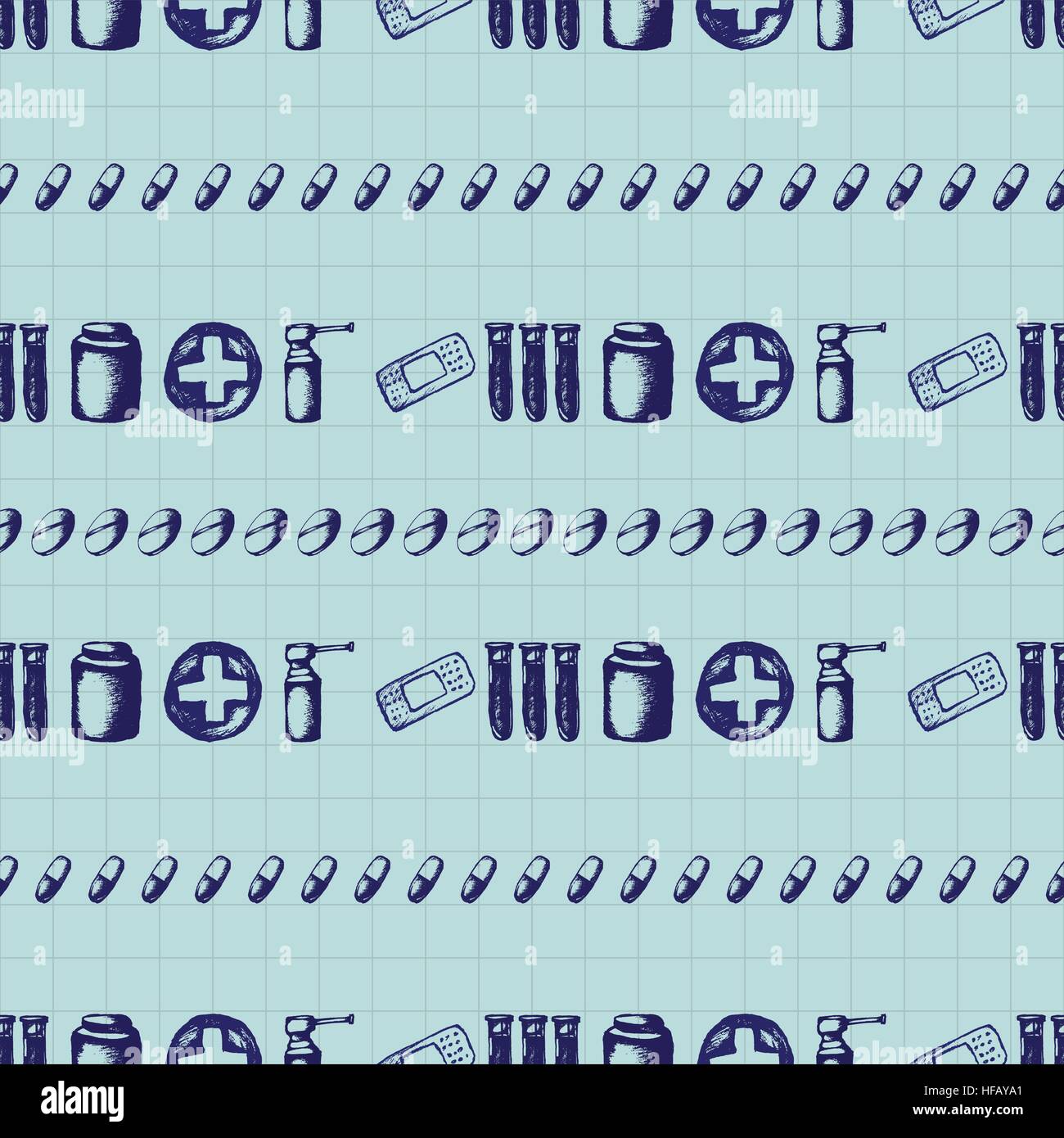 Vector doodle seamless illustration. Medicine icons Stock Vector Image ...