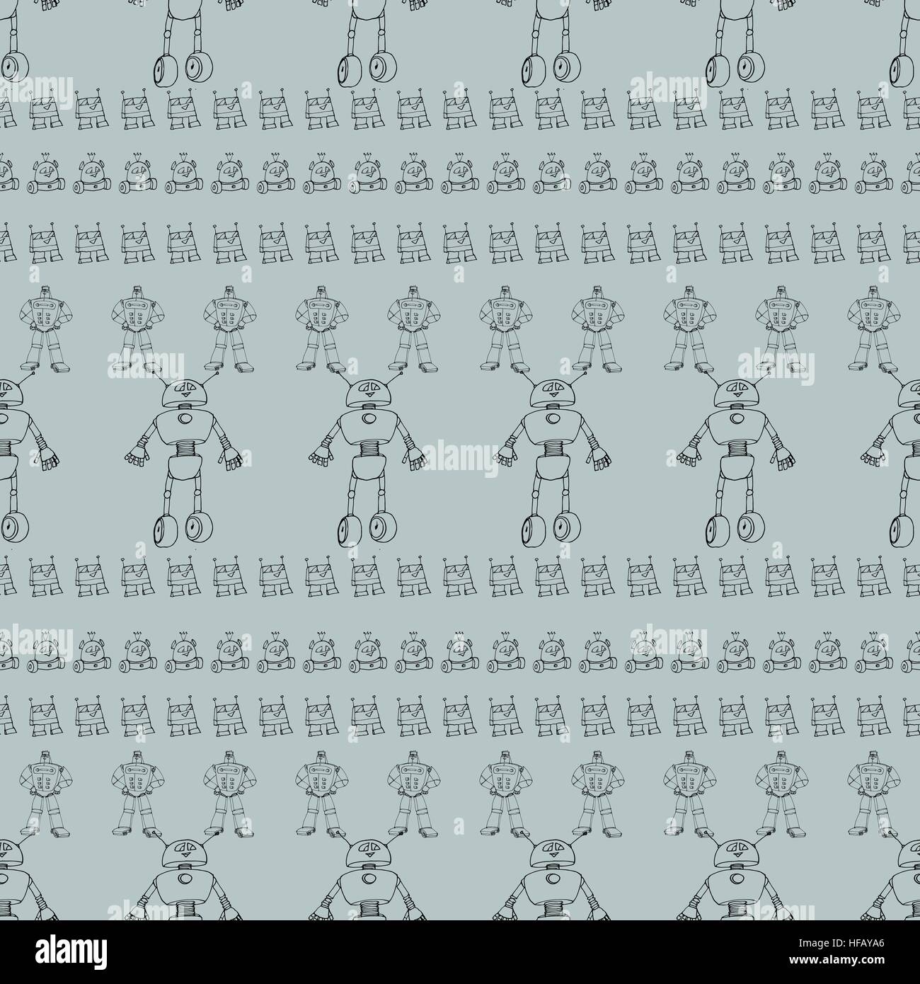 Robot doodles pattern Stock Vector Image & Art - Alamy