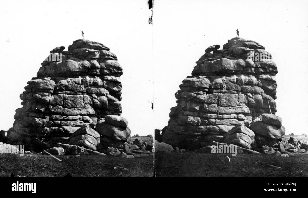 A 1869 stereoscopic view of Reeds Rock near Sherman Station, showcasing ...