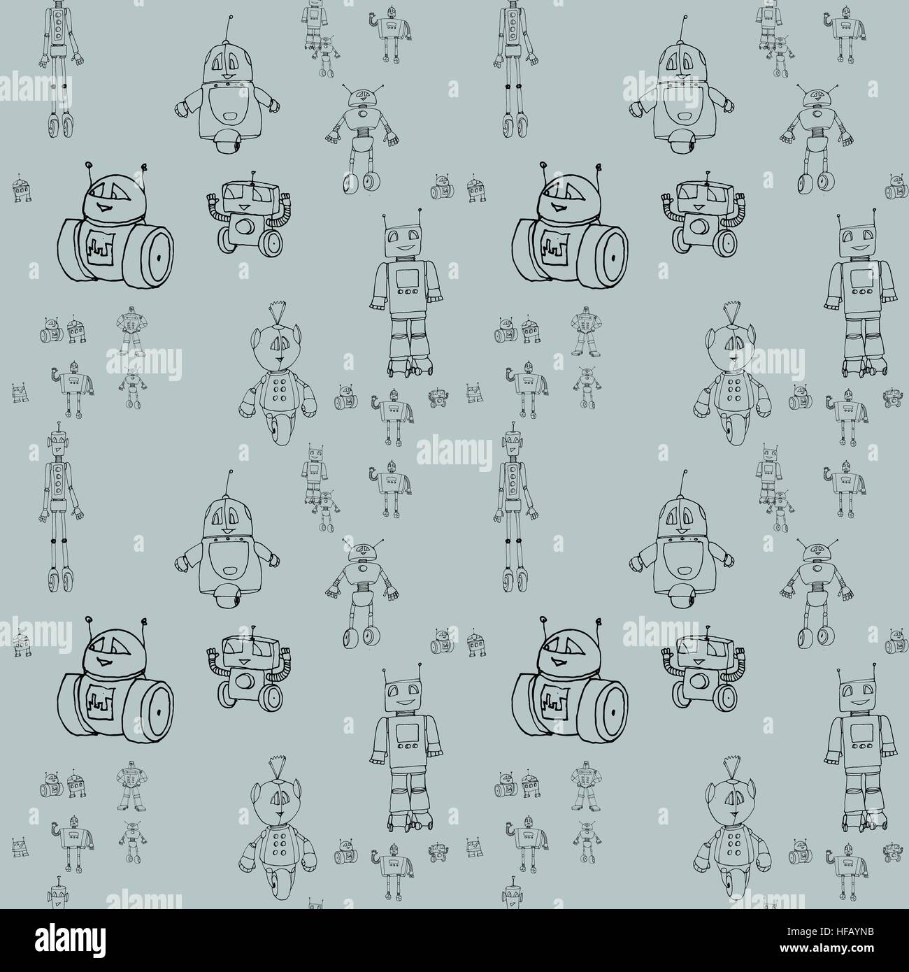 Robot doodles pattern Stock Vector Image & Art - Alamy
