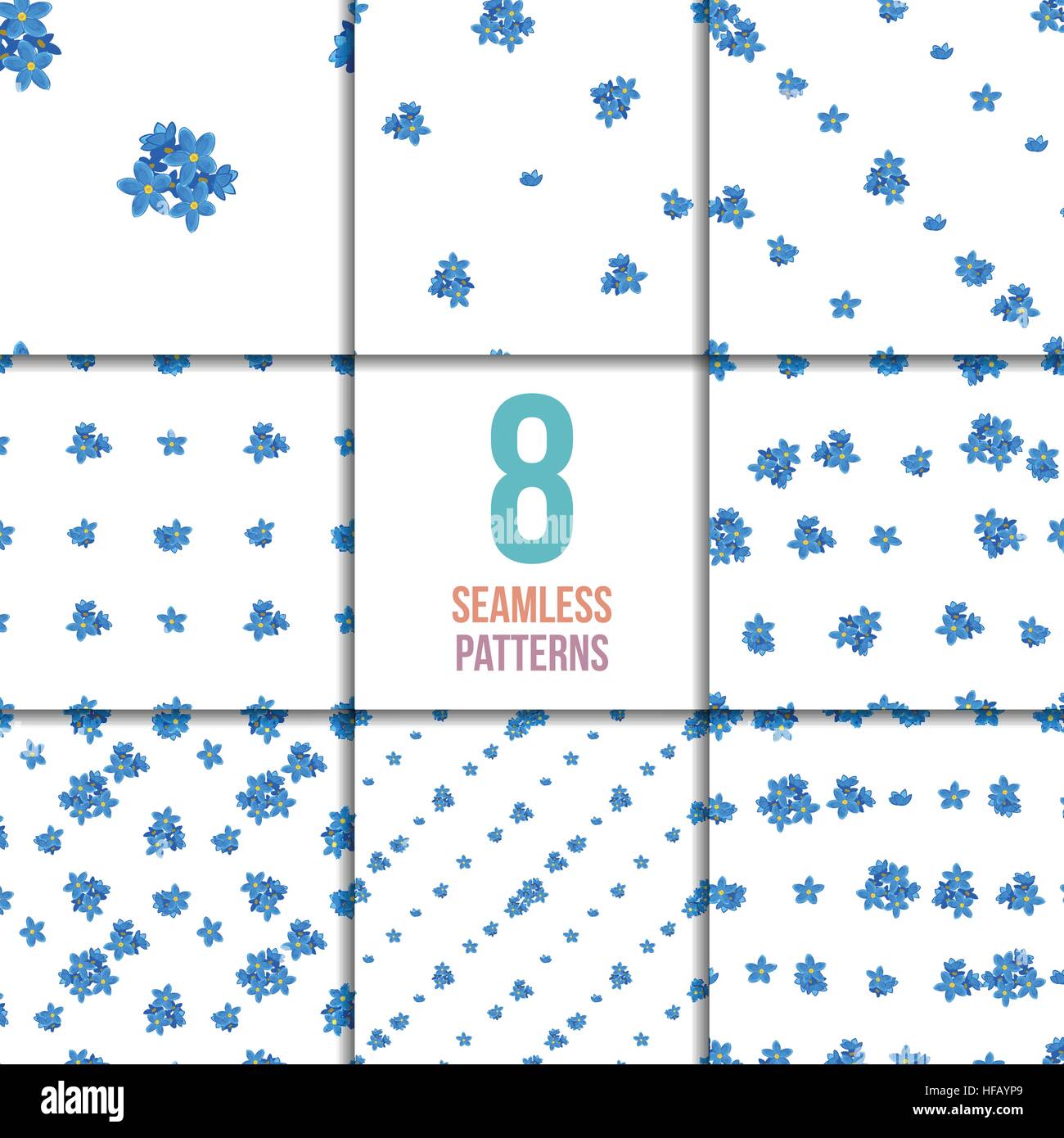 Seamless forget-me-not pattern set Stock Vector Image & Art - Alamy