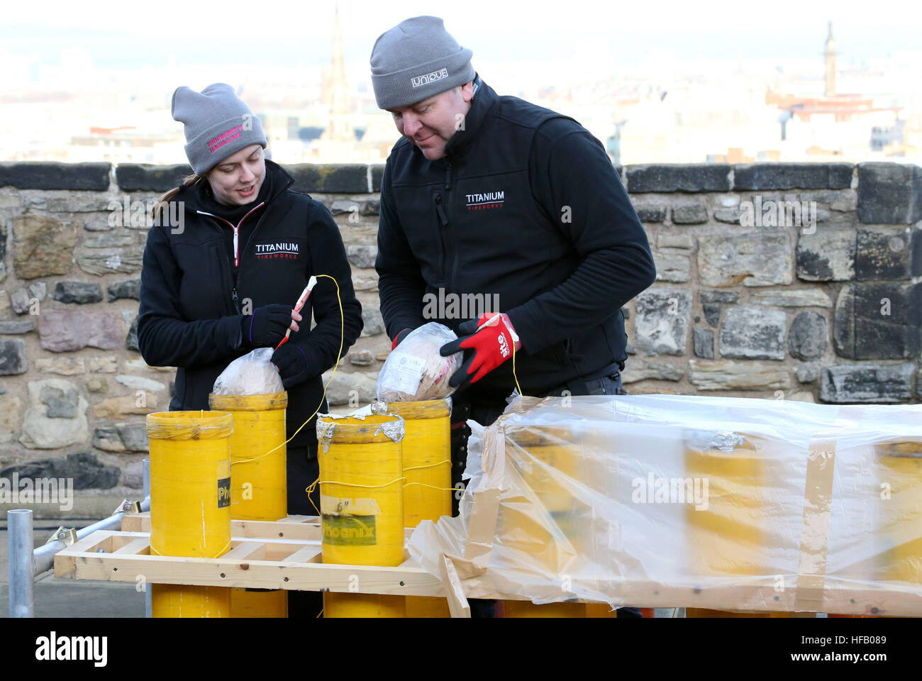 Pyro-technicians Shaun Gibson and Lynn Wiseman from Titanium Fireworks ...