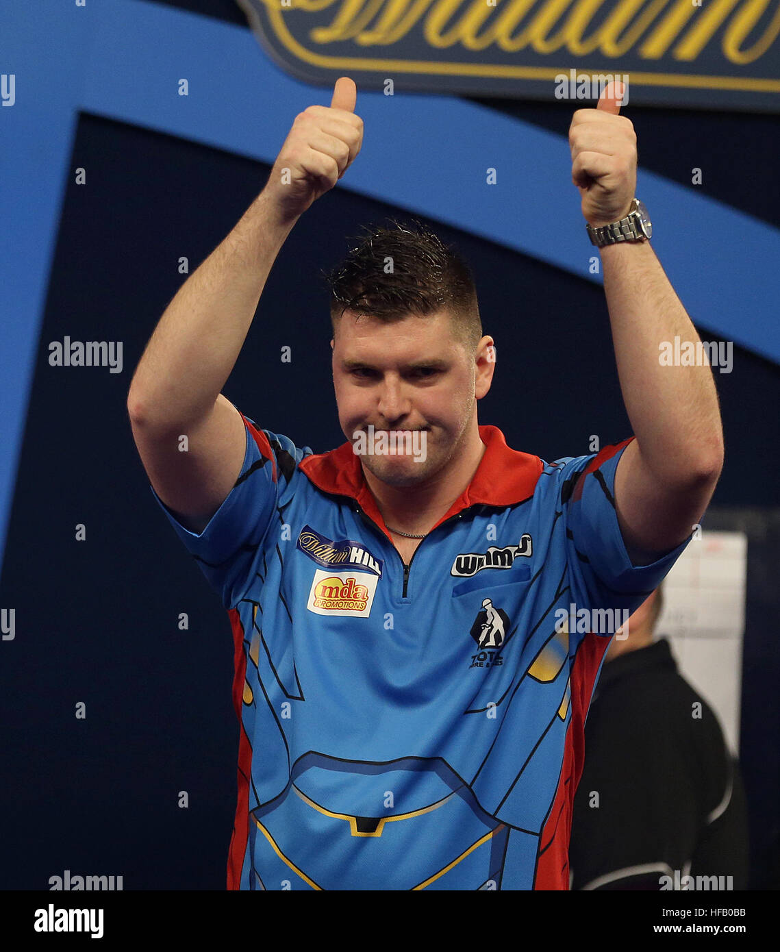 Daryl Gurney reacting during day twelve of the William Hill World Darts ...