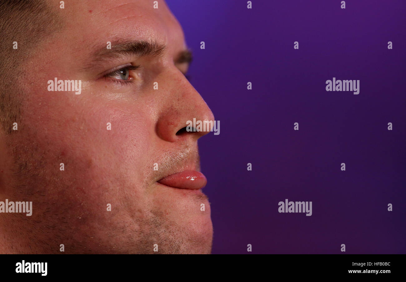 Daryl Gurney after winning his match during day twelve of the William ...