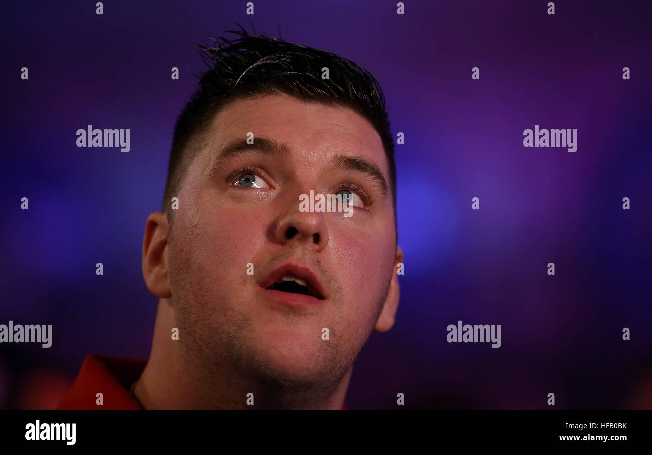Daryl Gurney after winning his match during day twelve of the William ...