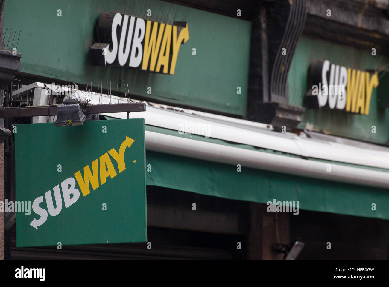 Subway sandwich chain shop sign, Leicester Square, 1 Irving St, London ...