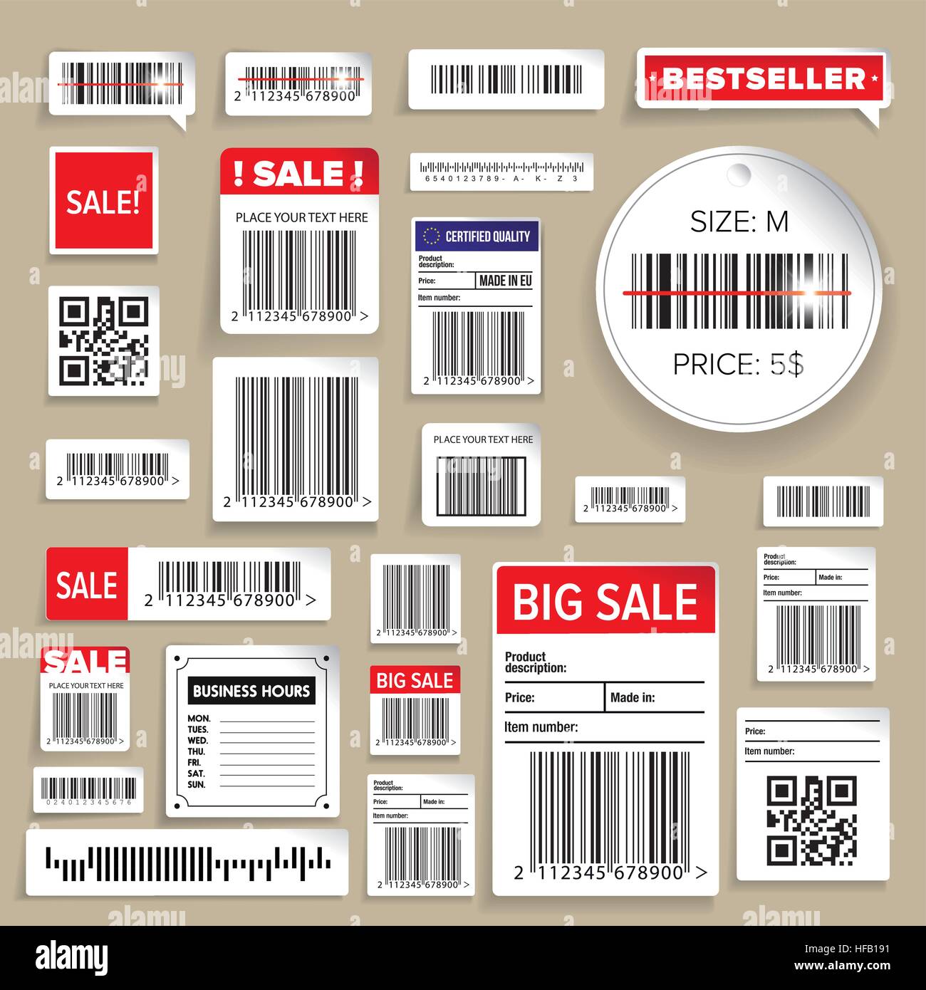 Barcode Packaging business Labels Stock Vector Image & Art - Alamy