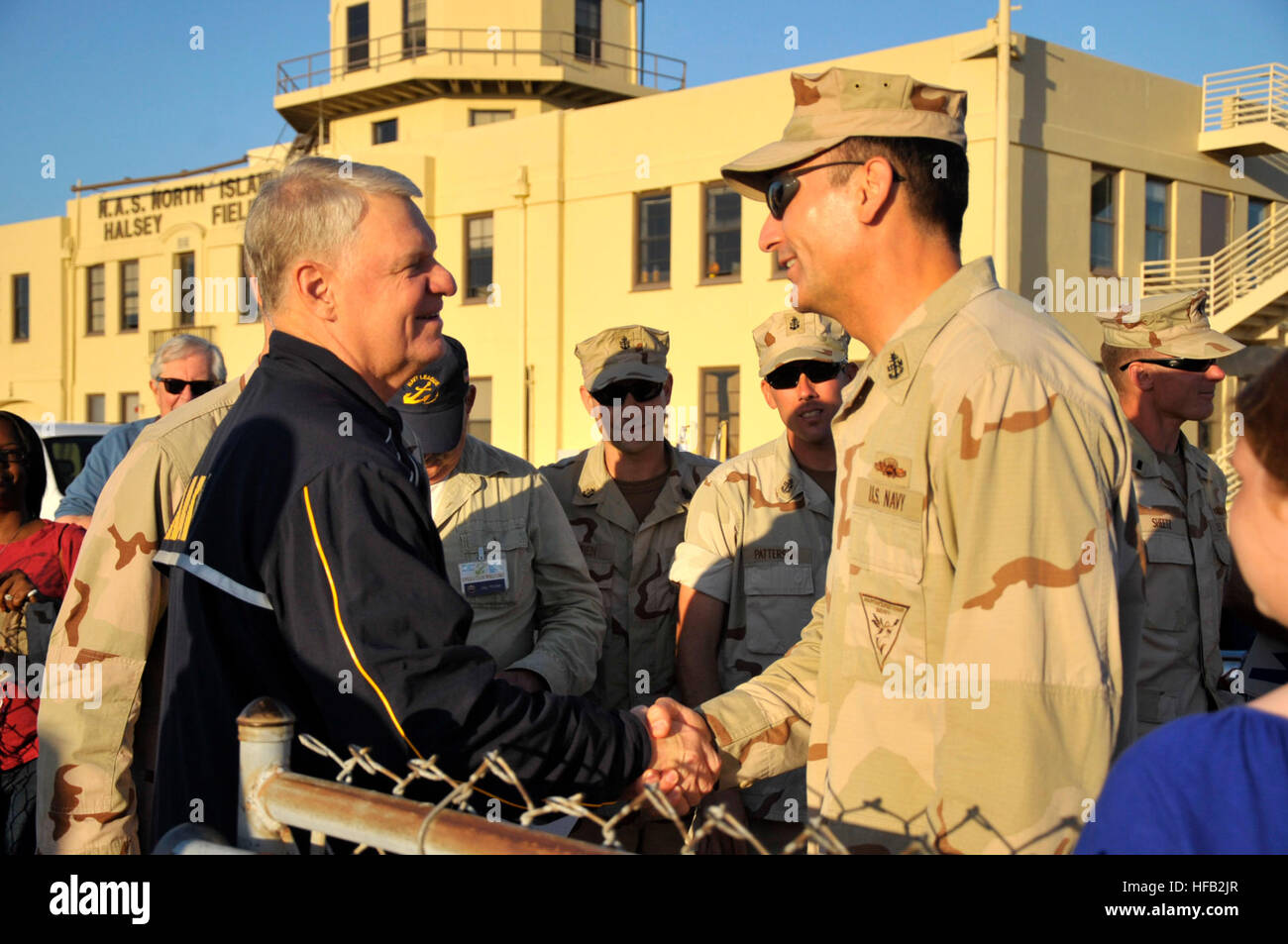 U.S. Navy Chief of Naval Operations Adm. Gary Roughead, left, shakes ...