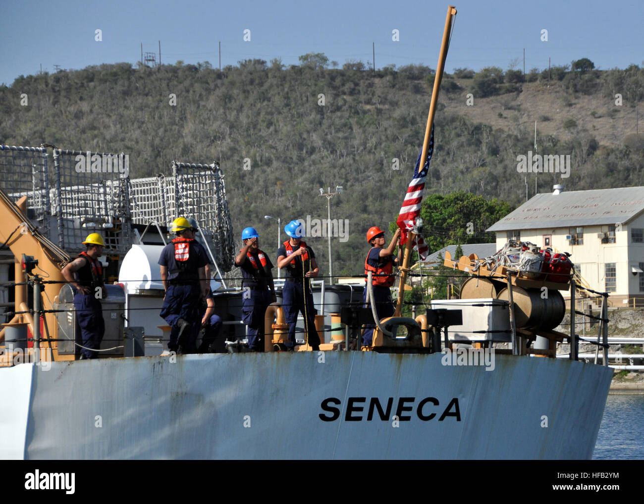 Coastguardsmen assigned to the U.S. Coast Guard Medium Endurance class ...