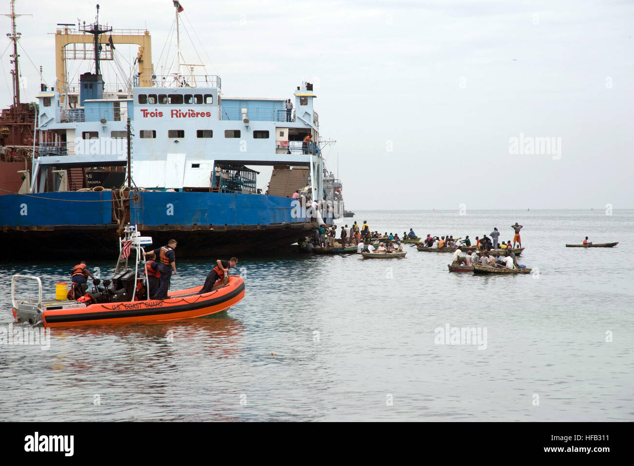 PORT-AU-PRINCE, Haiti - A U.S. Coast Guard boat patrols the waters of ...