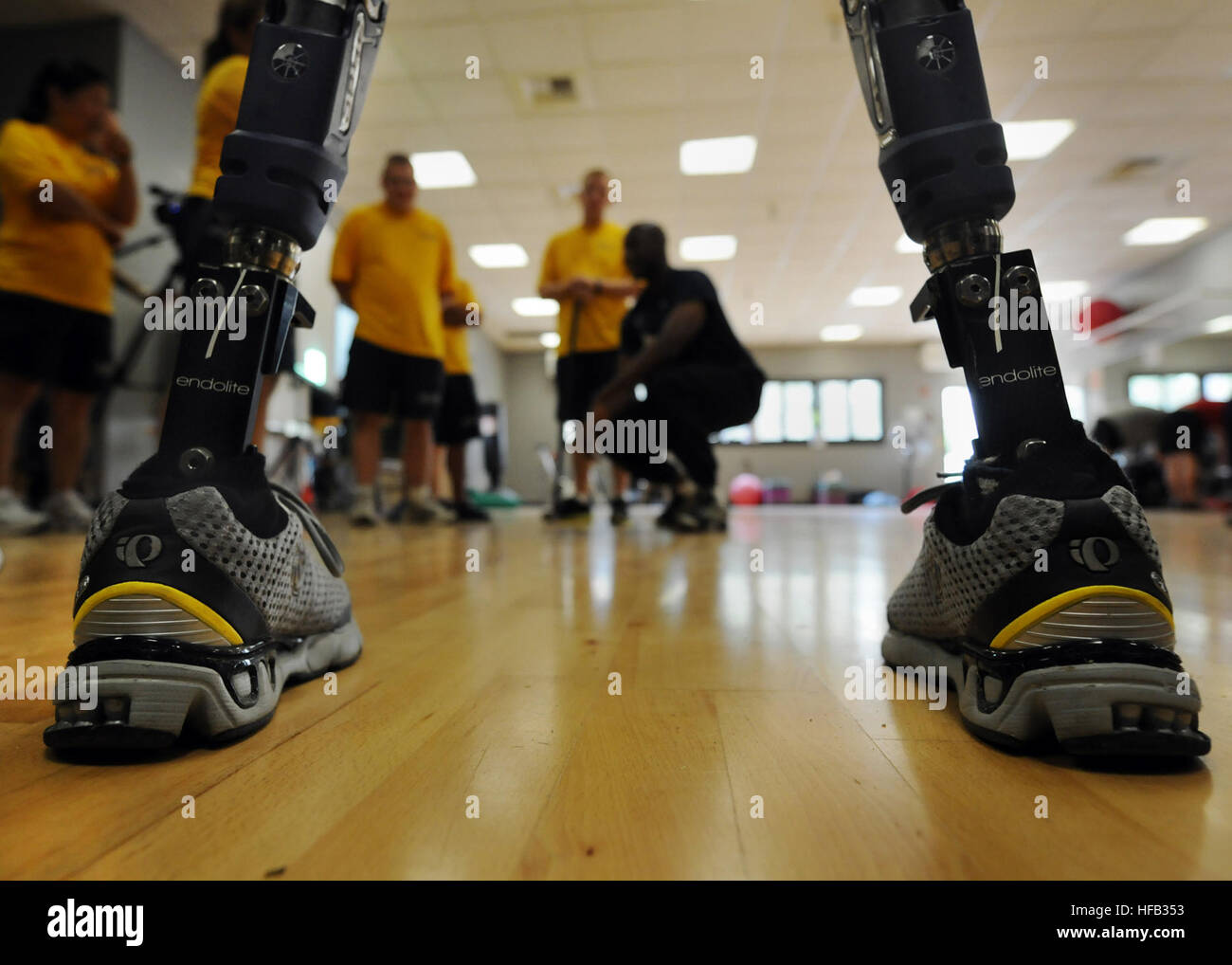 The prosthetic legs of a Paralympic Military Sports Camp participant ...