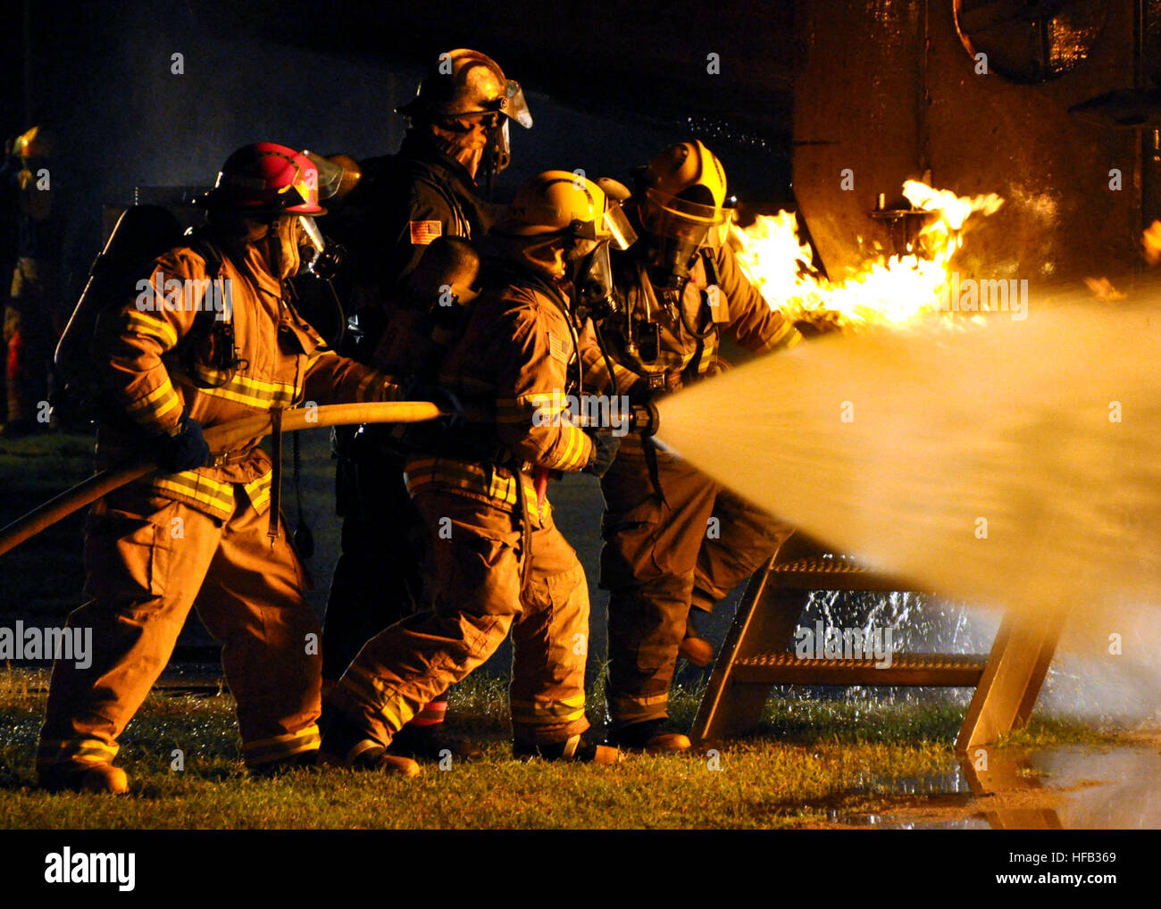 Firefighters conduct a firefighting demonstration during Fire ...