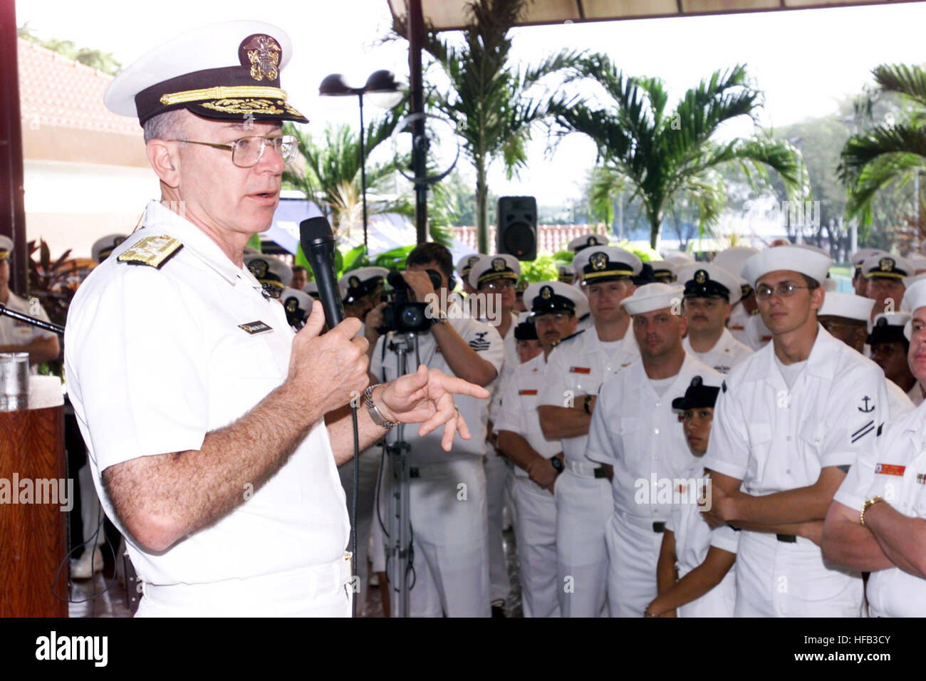 USS Kitty Hawk moored at Changi Naval Base during the opening of the ...