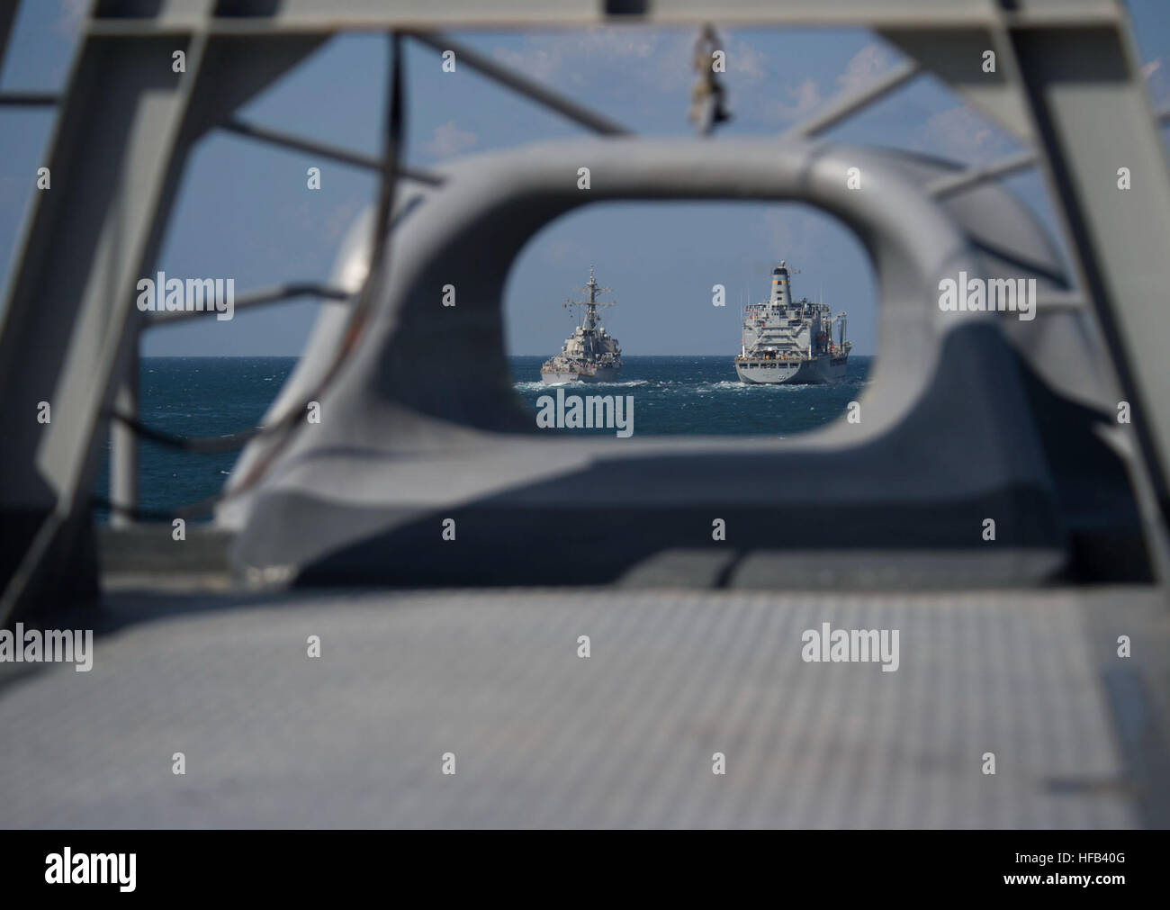 Dock landing ship USS Comstock (LSD 45) approaches the Military Sealift ...