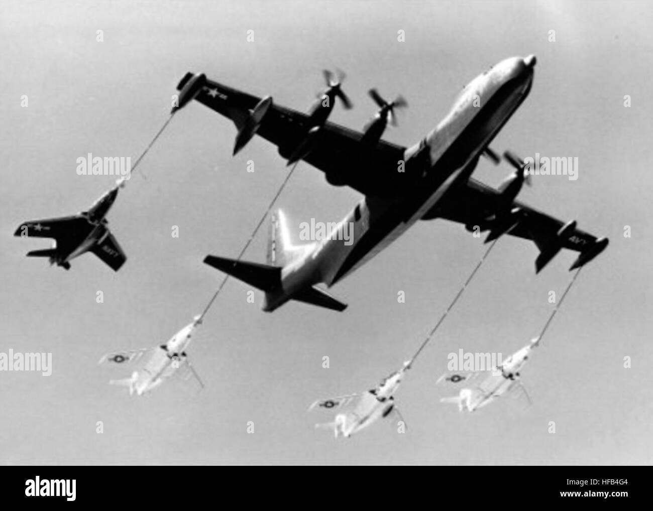 Convair R3Y-2 refueling four F9F-8s 1956 Stock Photo - Alamy