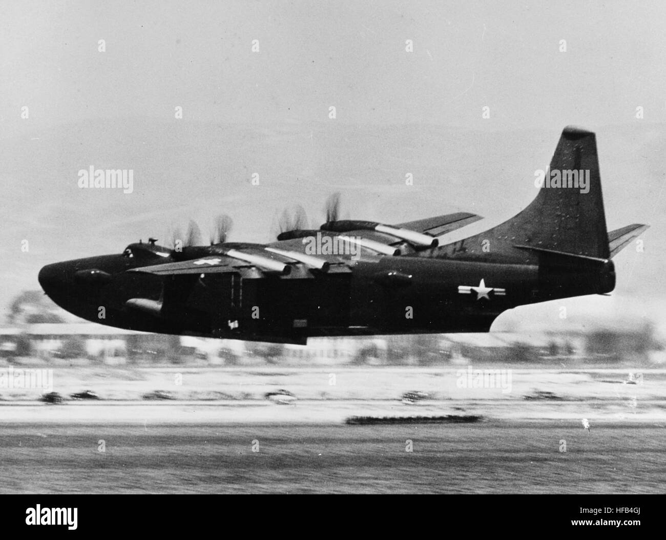 The Convair XP5Y-1, a prototype maritime patrol flying boat, completes ...