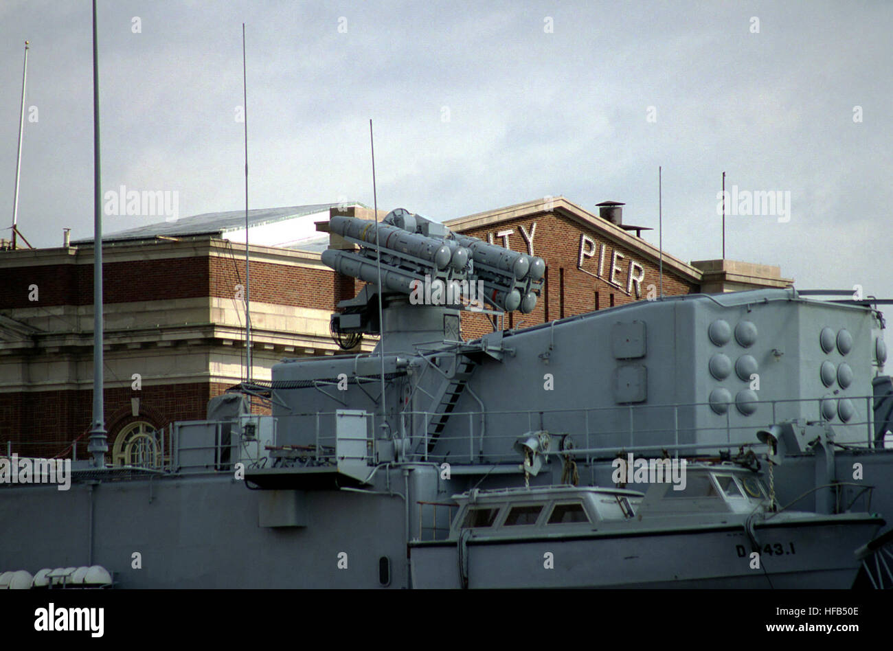 Starboard view of the Thomson-CSF Crotale Naval EDIR SAM octuple anti ...