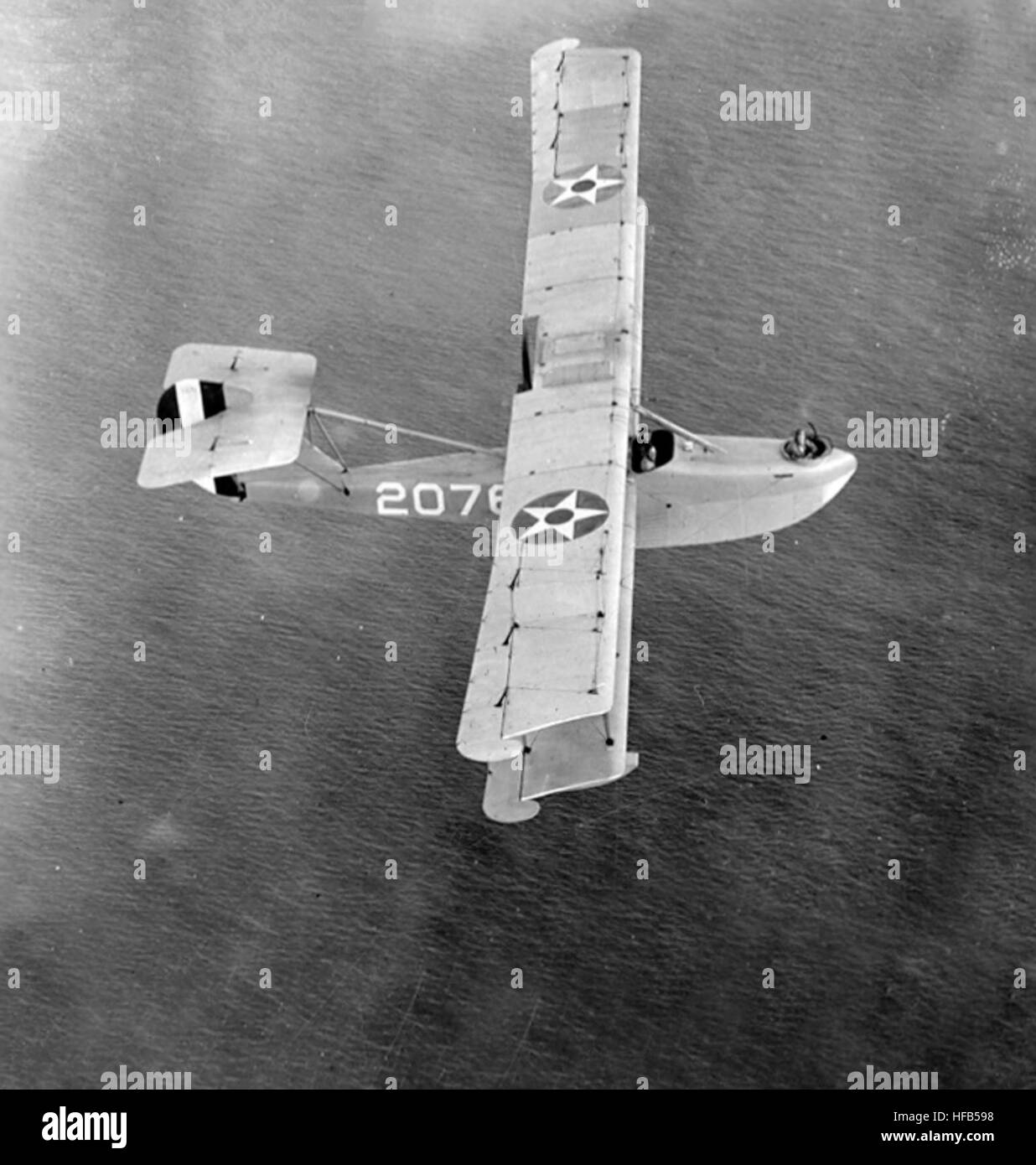 The Curtiss HS-2L, a U.S. Navy flying boat, is seen in flight near ...