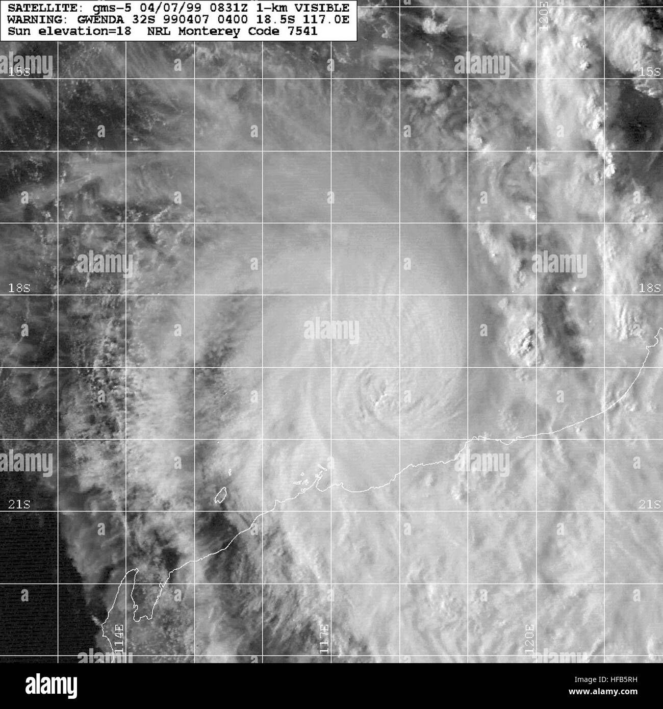 Cyclone Gwenda 1999 near landfall Stock Photo - Alamy