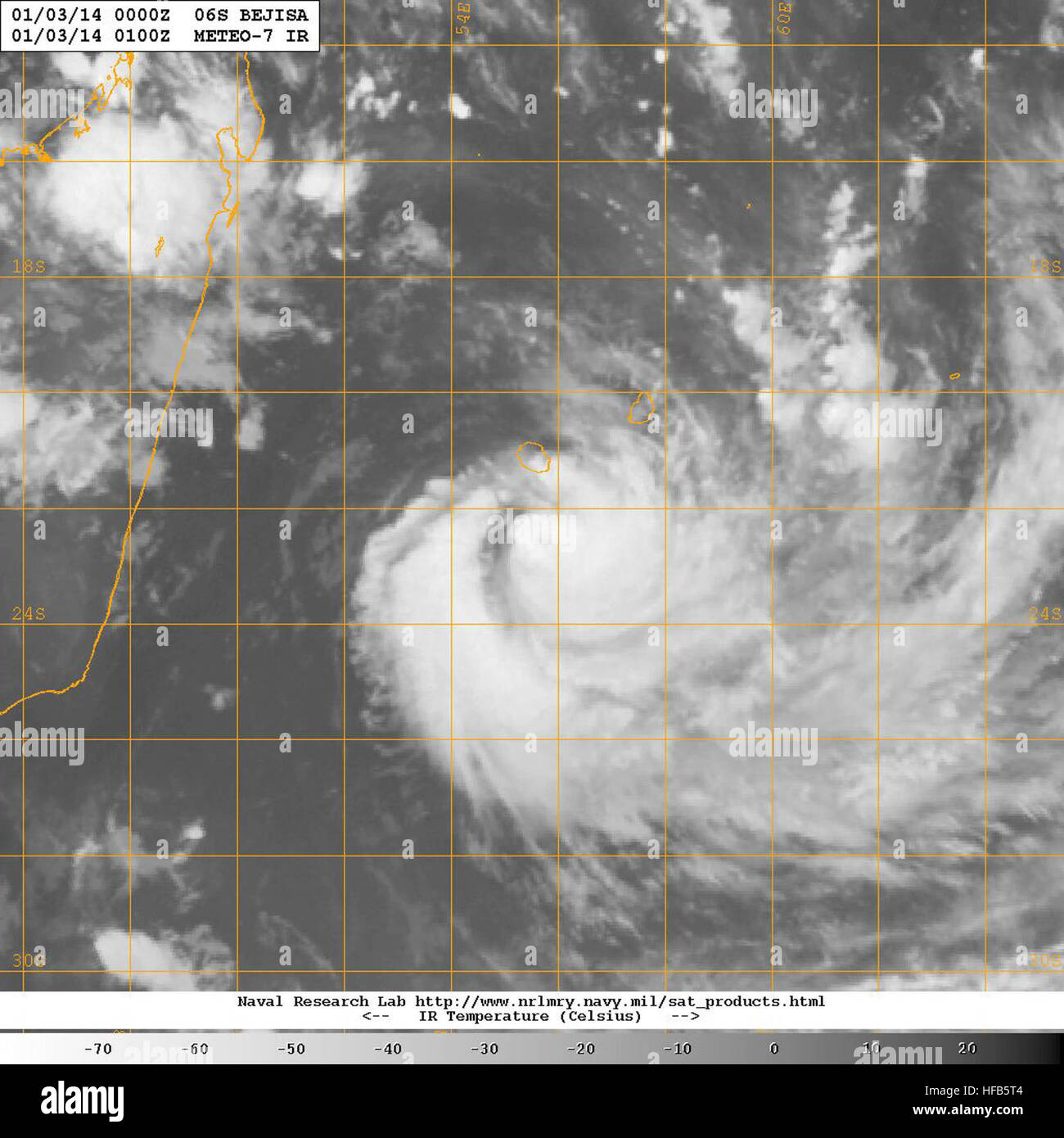 Cyclone Bejisa image Stock Photo - Alamy