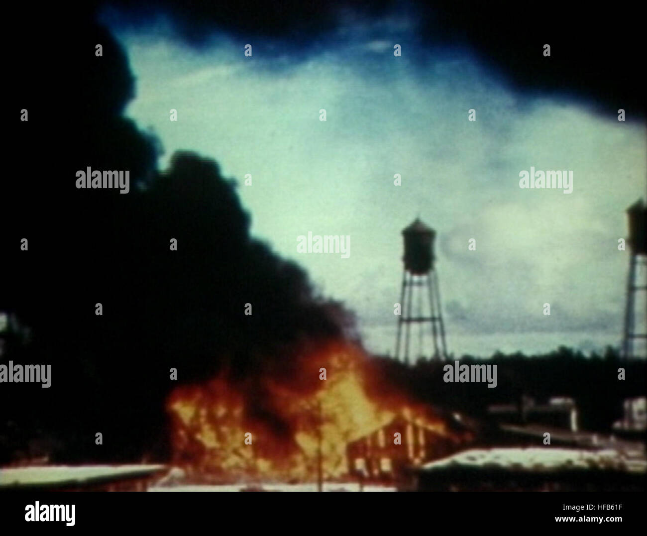 Damage on Midway burning building Stock Photo - Alamy