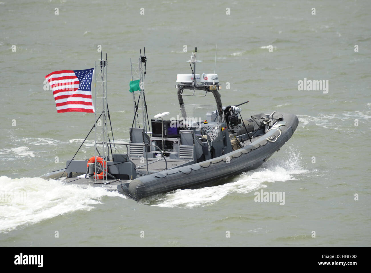 An 11-meter unmanned rigid-hull inflatable boat conducts autonomous ...