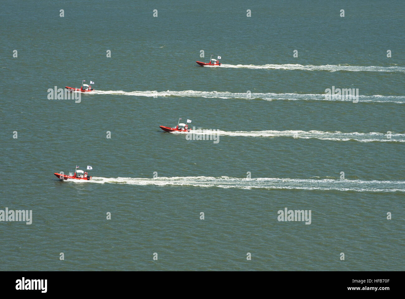 Four unmanned remotely operated high-speed maneuvering surface targets ...