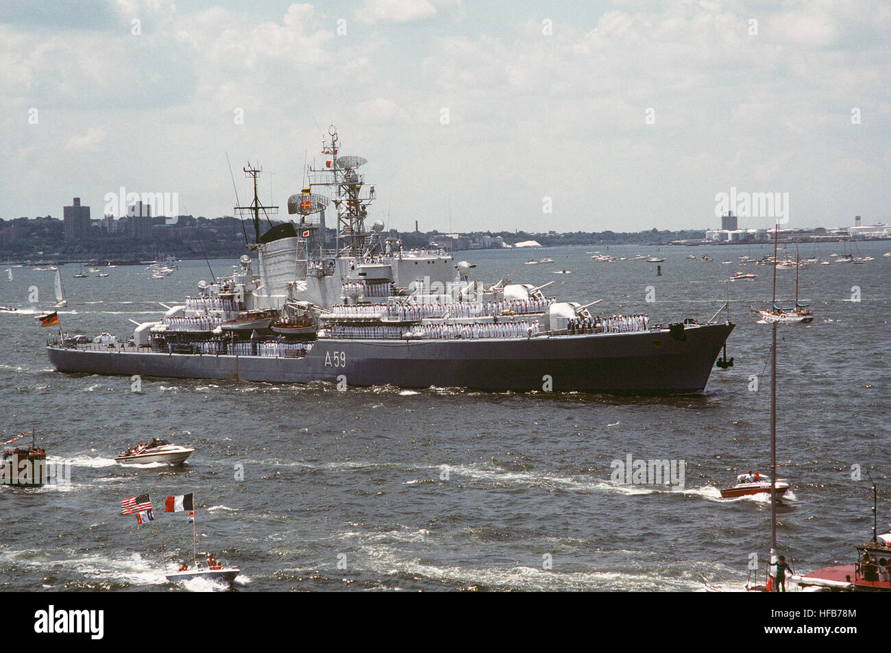 A starboard bow view of the German training ship FGS DEUTSCHLAND (A 59 ...