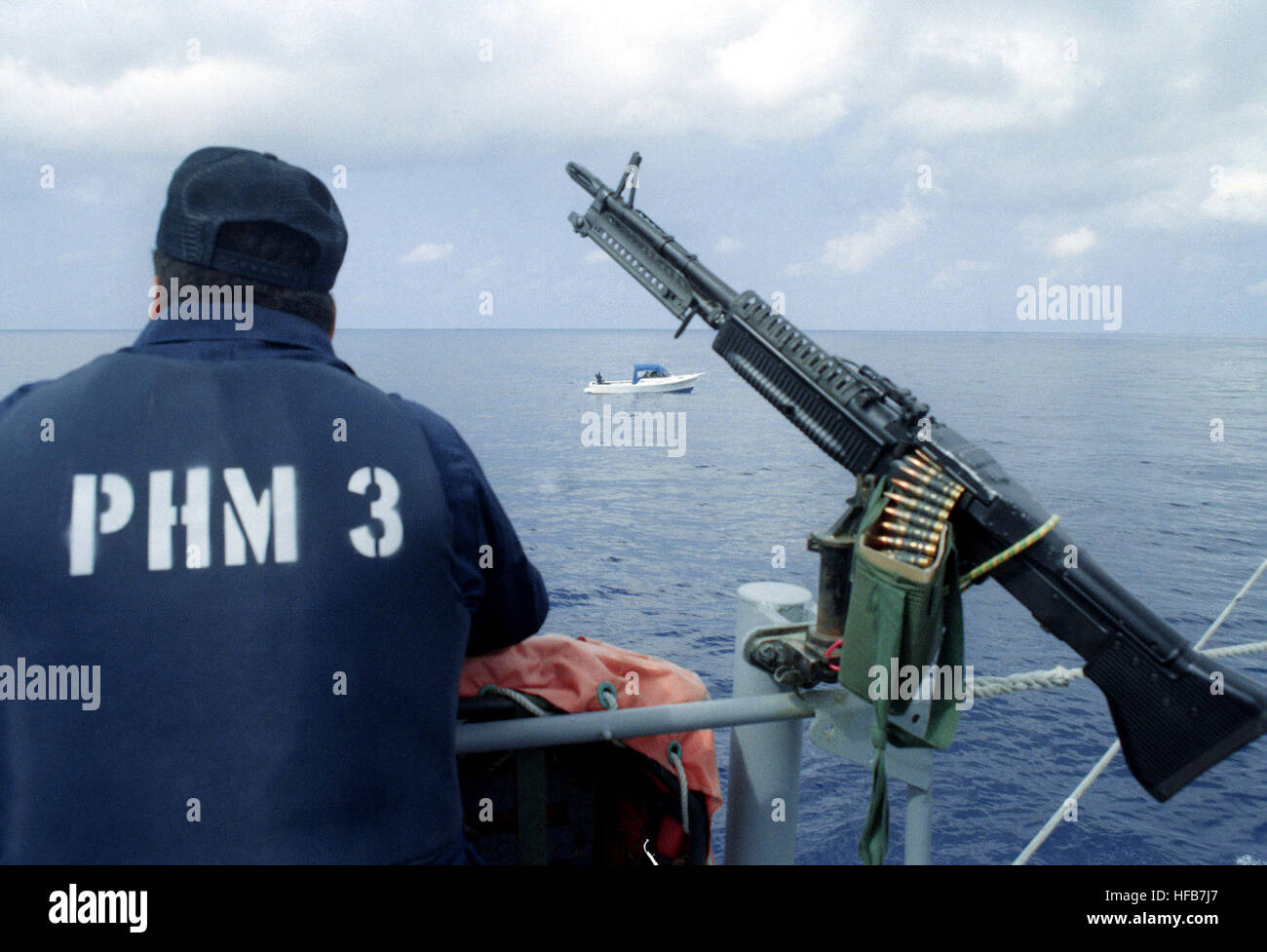 A sailor aboard the patrol combatant missile hydrofoil USS TAURUS (PHM ...