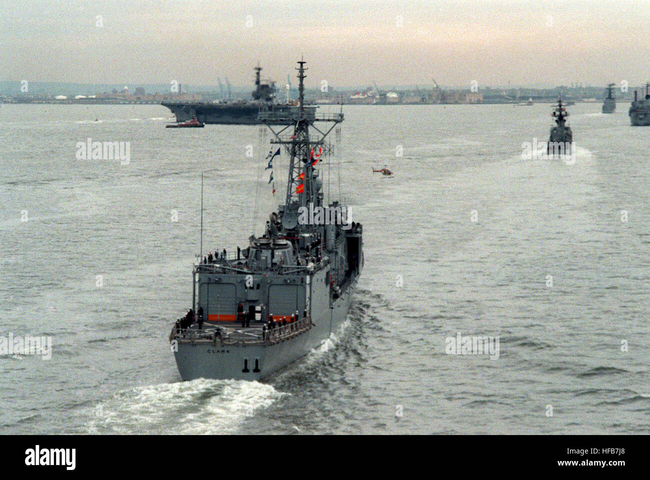 The guided missile frigate USS CLARK (FFG 11) and other US Navy ships ...