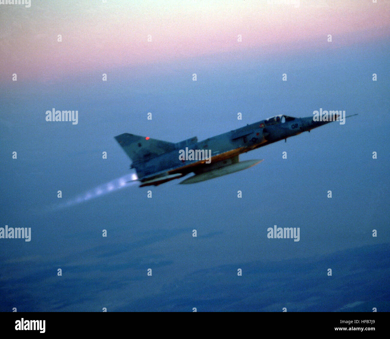 An air-to-air right side view of a Fighter Squadron 43 (VF-43) F-21A ...