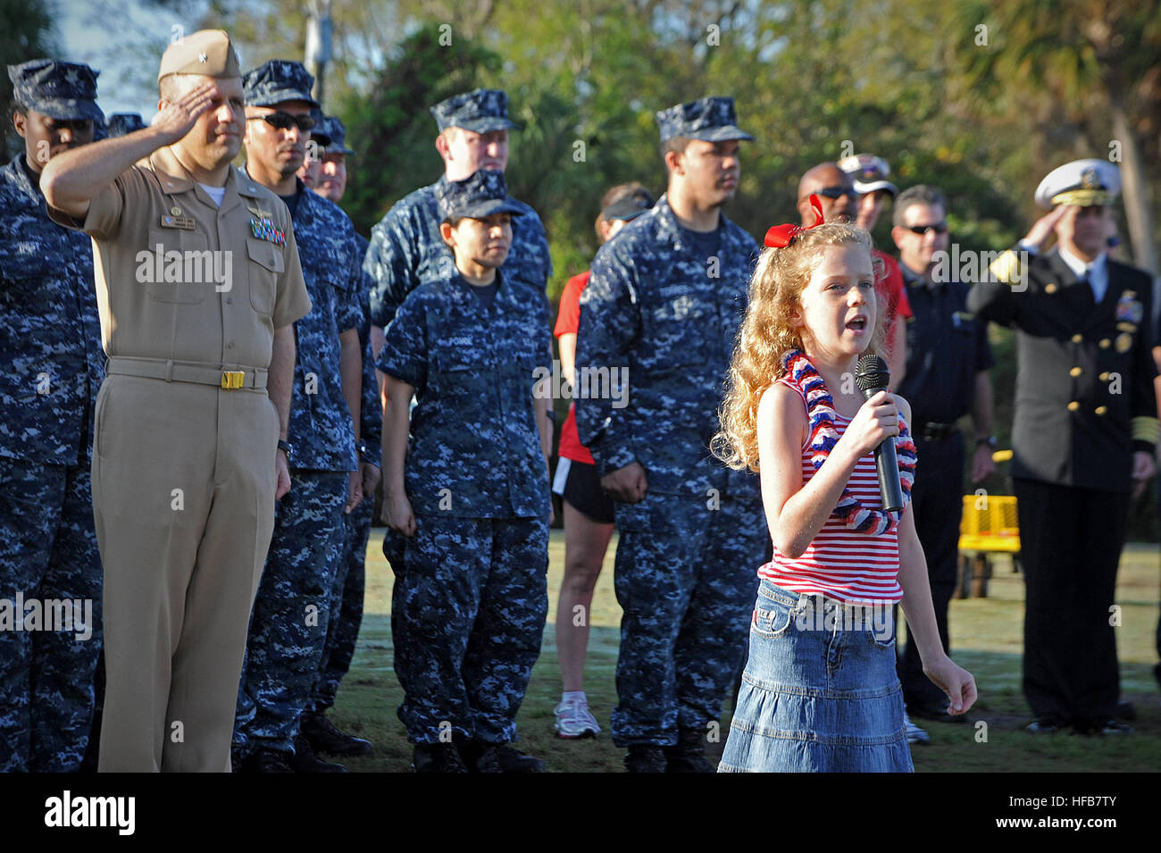 An Atlantic Beach Elementary School student sings the national anthem ...