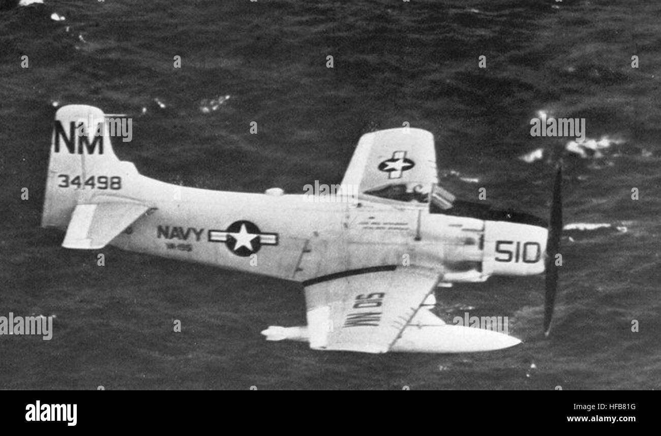 Douglas AD-6 Skyraider aircraft of VA-195 squadron in flight ...