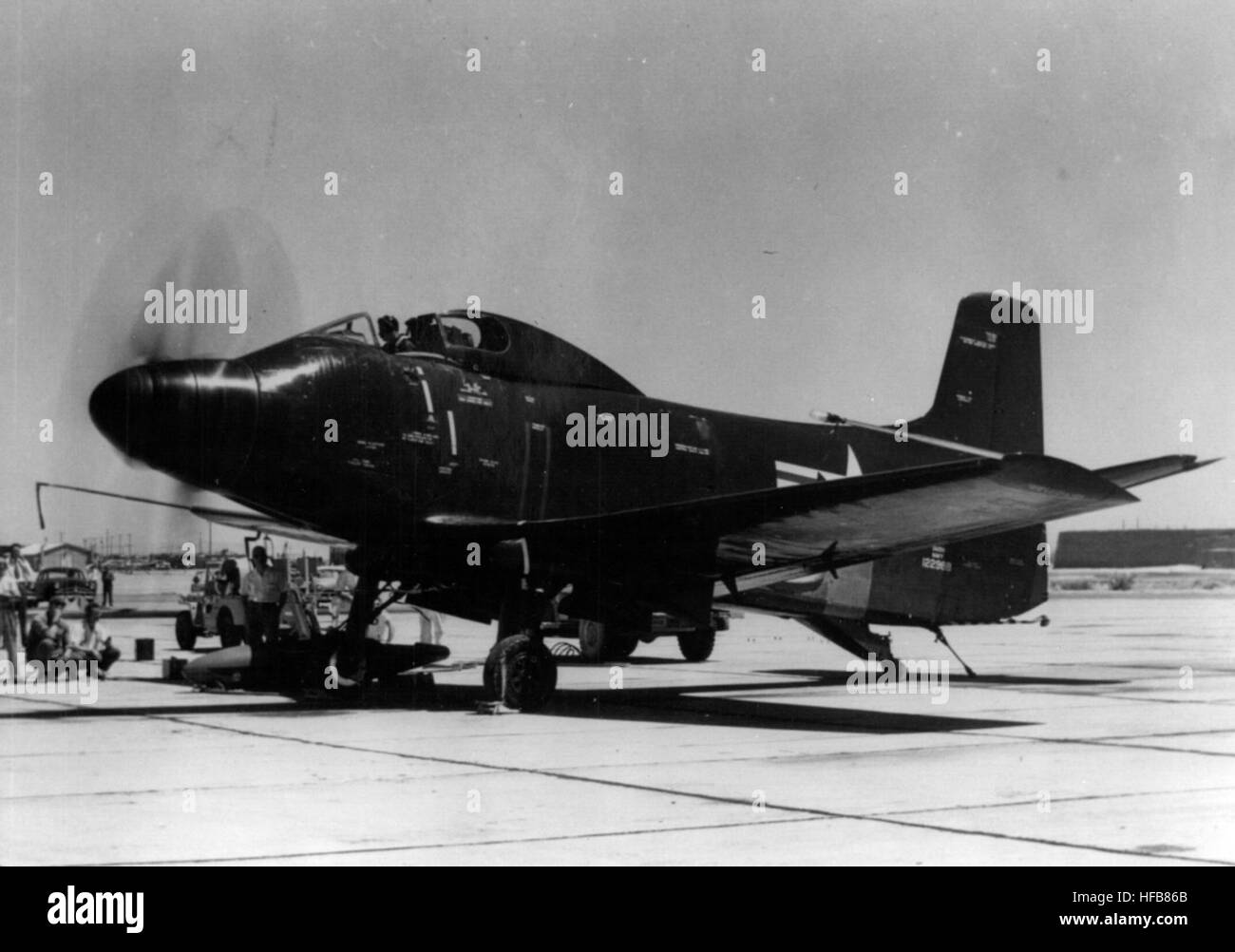 Douglas XA2D-1 experimental attack aircraft operates with its engine ...