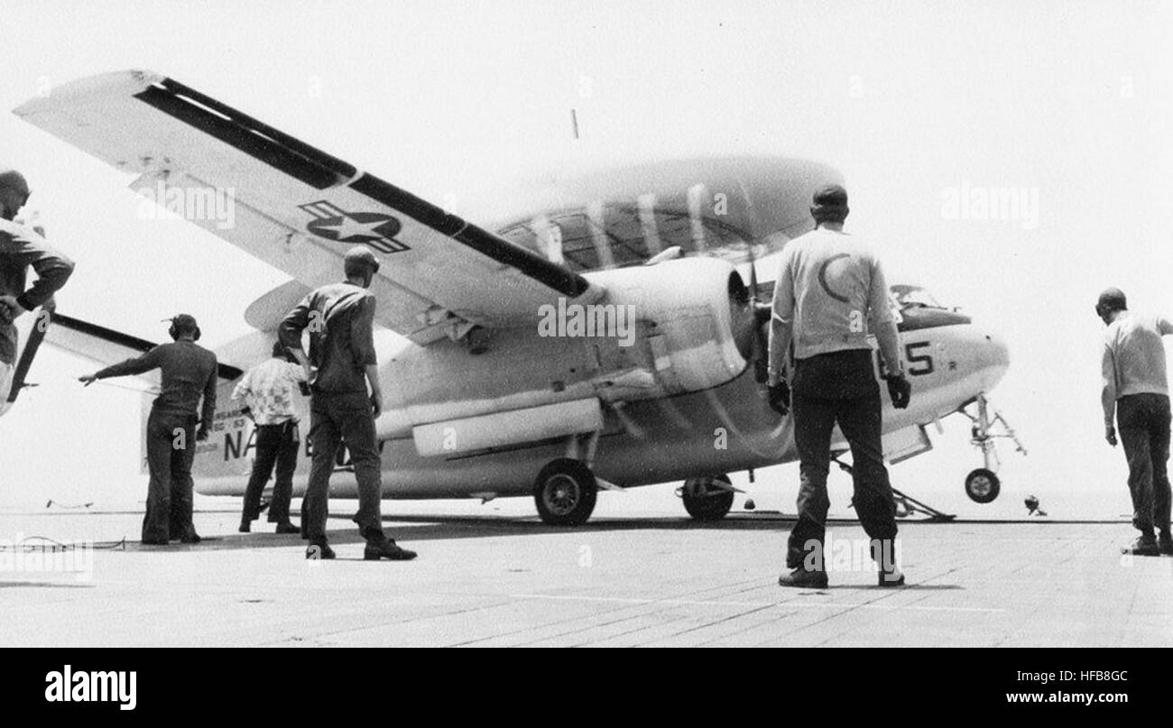 E-1B Tracer of VAW-11 is launched from USS Kearsage (CVS-33) in 1966 ...