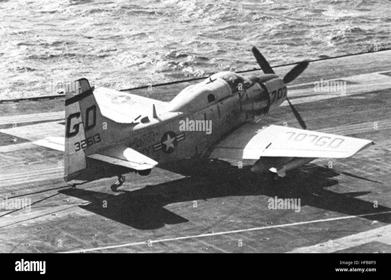 EA-1F of VAW-33 landing on USS John F. Kennedy (CVA-67) in 1969 Stock ...