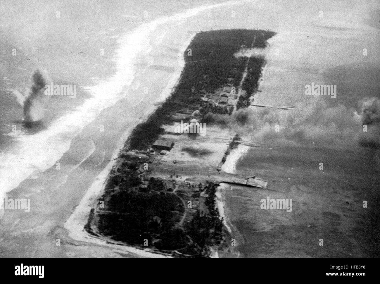Ebeye island being shelled in 1944 Stock Photo - Alamy