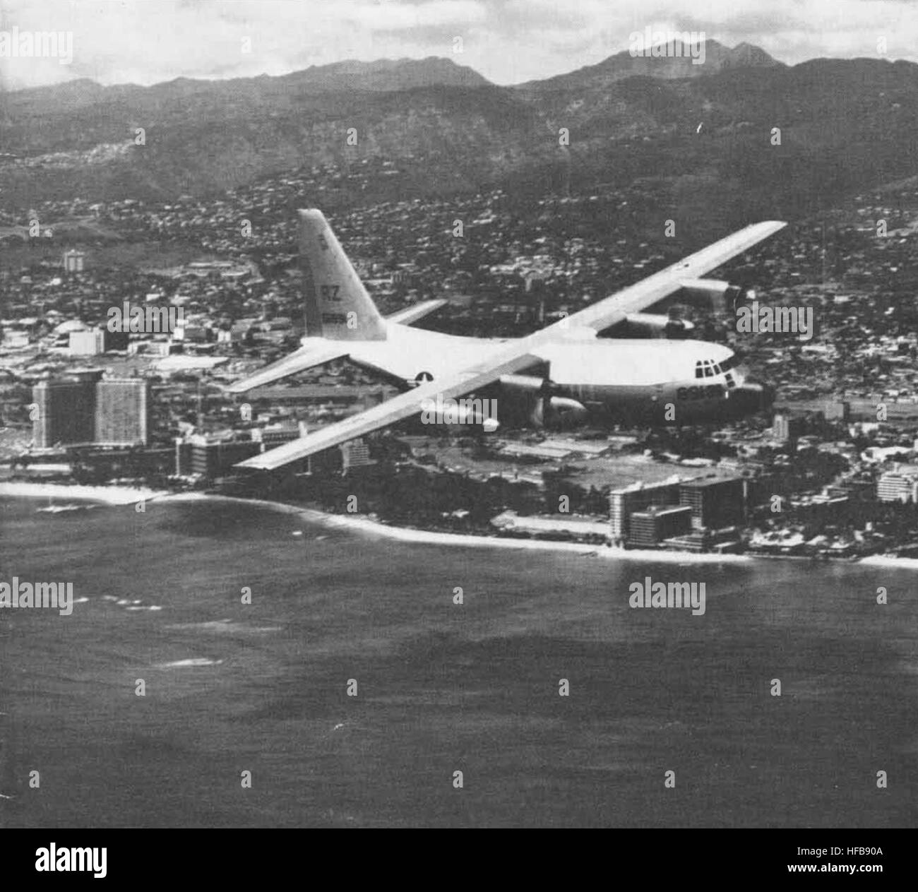 EC-130G Hercules of VR-21 TACAMO component in flight off Hawaii c1964 ...