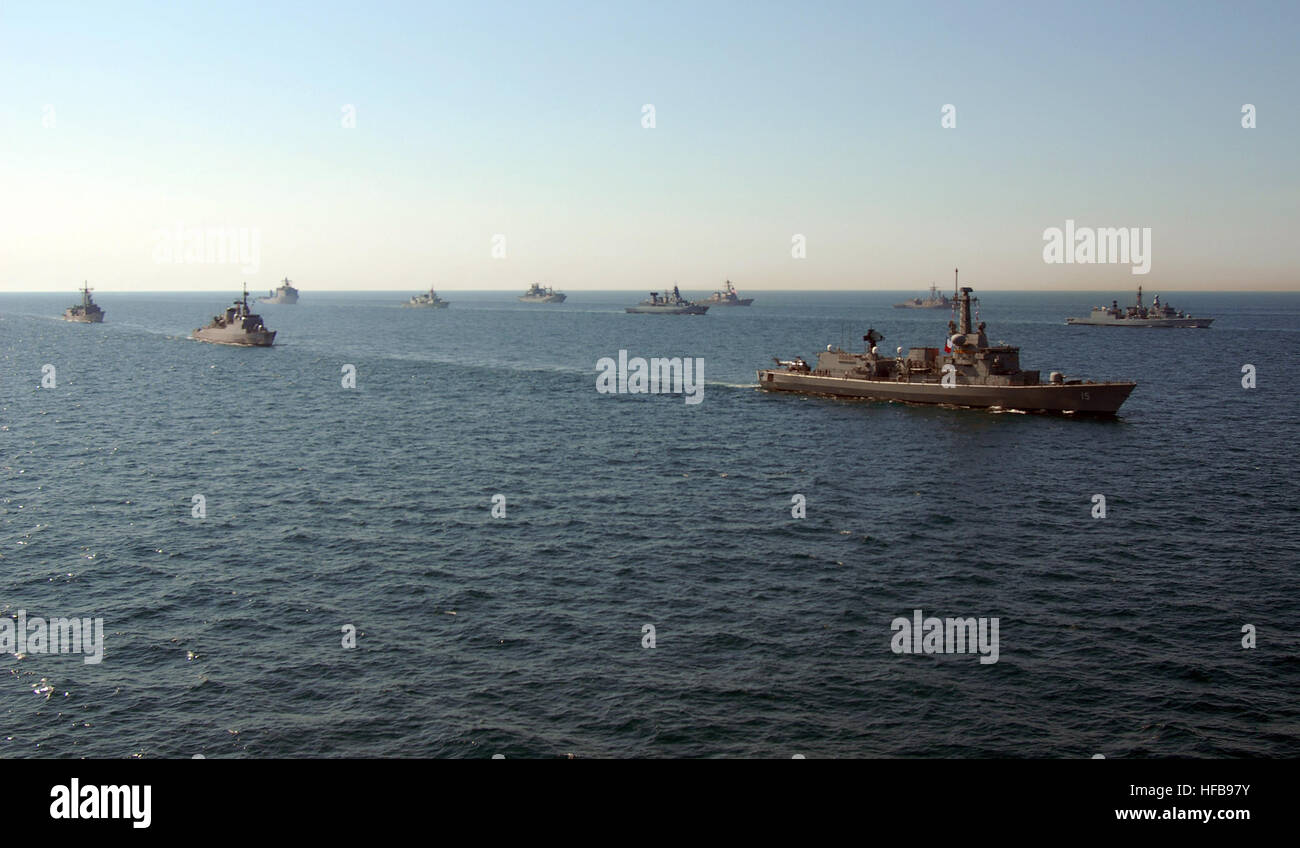 Ships from eleven countries sail in formation during UNITAS Gold, the ...