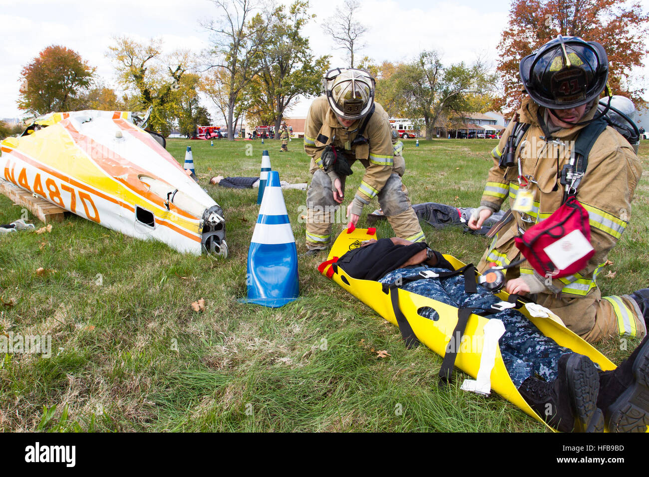 Firefighters with Joint Base Anacostia-Bolling (JBAB) Fire and Emergency Services prepare to ...
