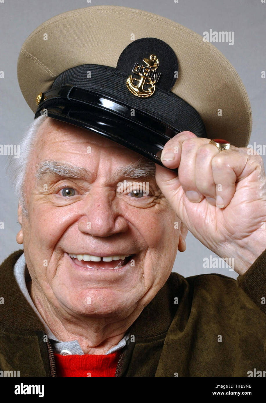Academy Award winner and actor Ernest Borgnine shows off his new Chief ...