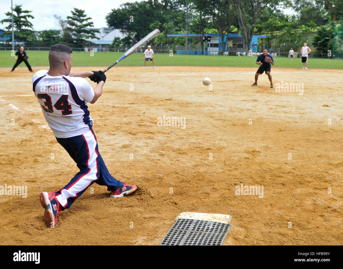 Petty Officer 1st Class Juan Nevarez, an aviation ordnanceman, hits a ...