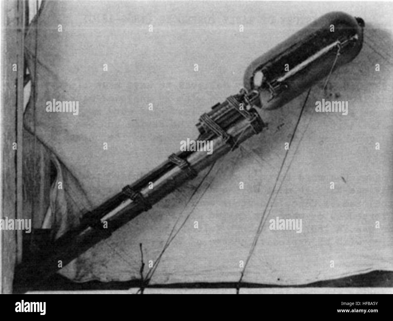 Explosive charge lashed to boom of spar torpedo Stock Photo - Alamy
