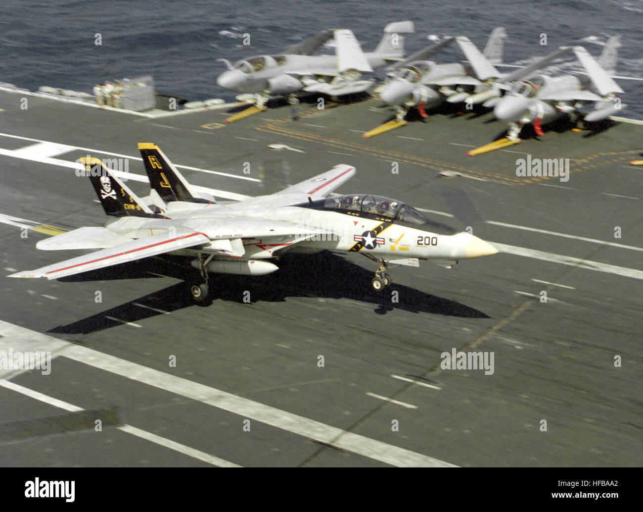 F-14A of VF-84 landing on USS Abraham Lincoln (CVN-72) 1990 Stock Photo ...