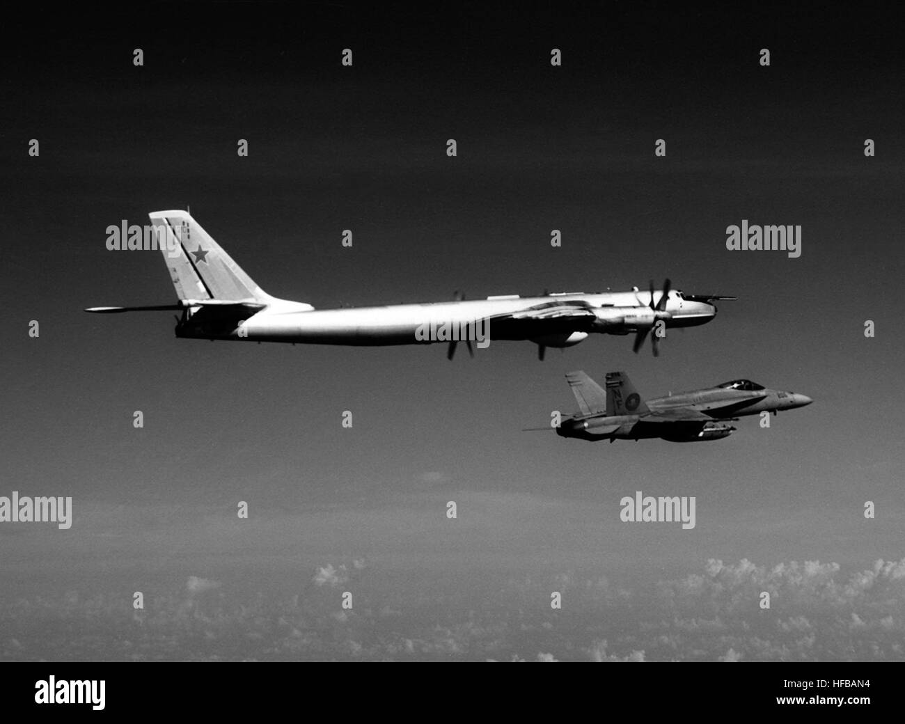F-18A VF-151 with Tu-95 1987 Stock Photo - Alamy