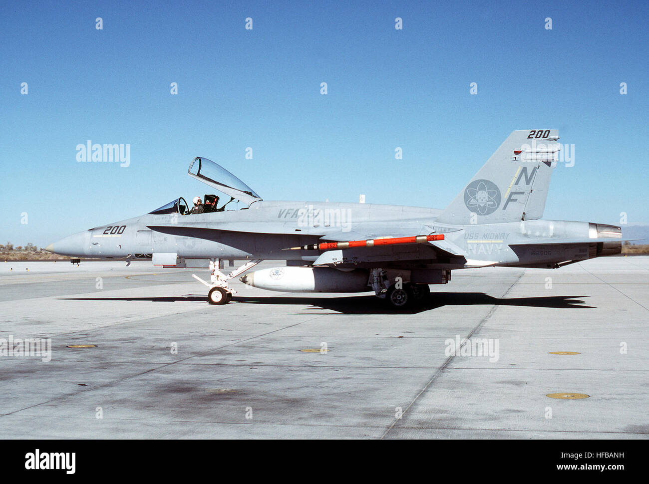 A left side view of a Strike Fighter Squadron 151 (VFA-151) F/A-18A ...